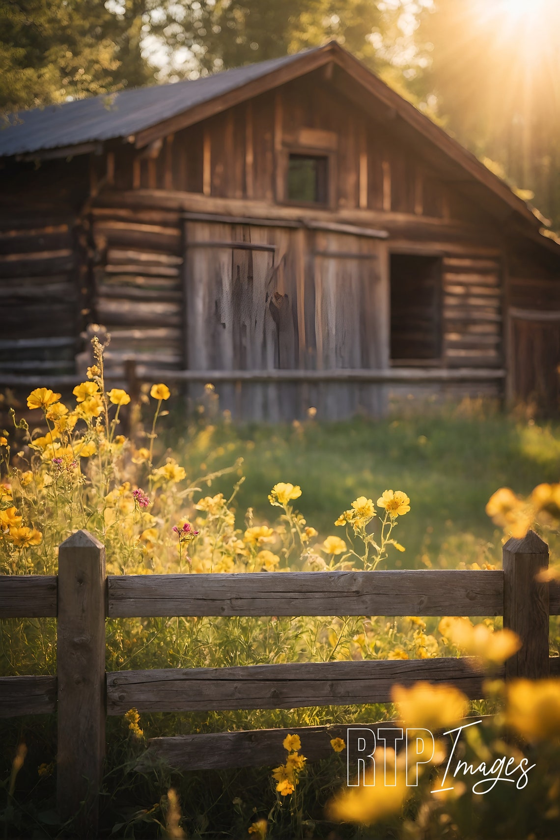 Virtual Background Summer Barn and Wooden Fence, Photoshop Composite ...