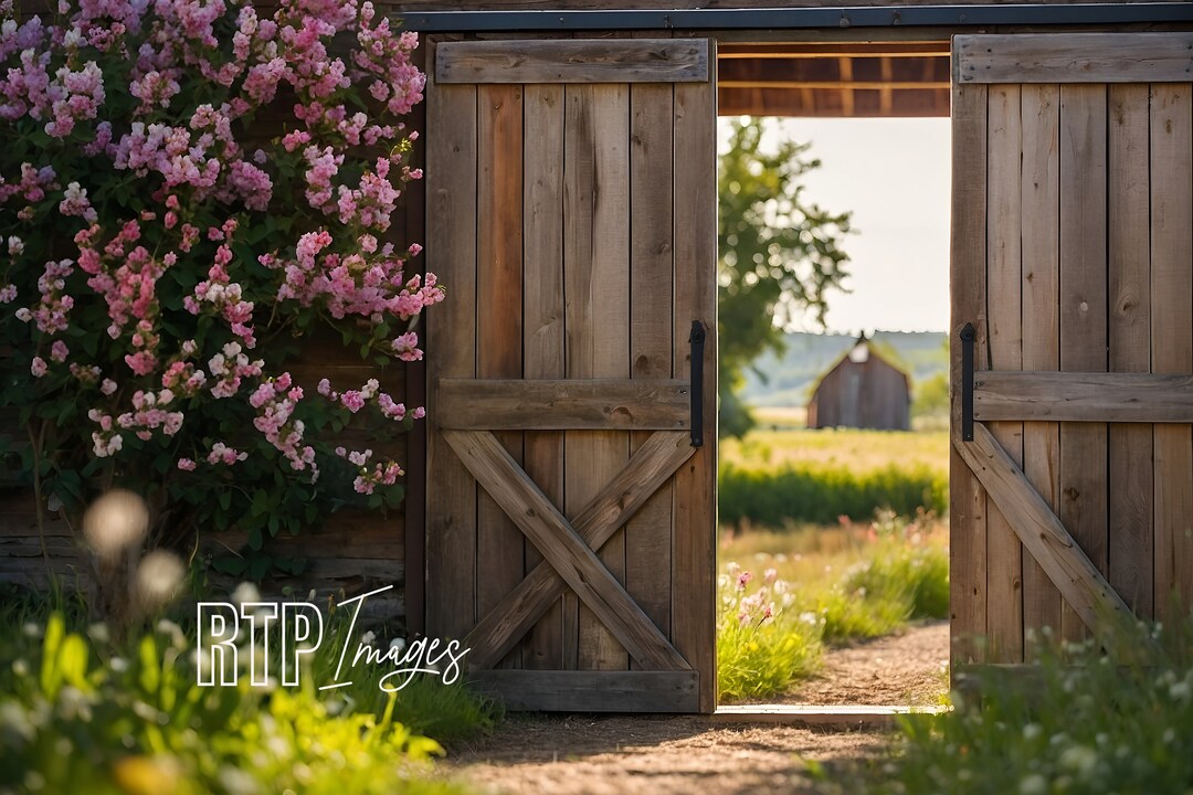 Virtual Background Summer Barn Door, Photoshop Composite Digital ...