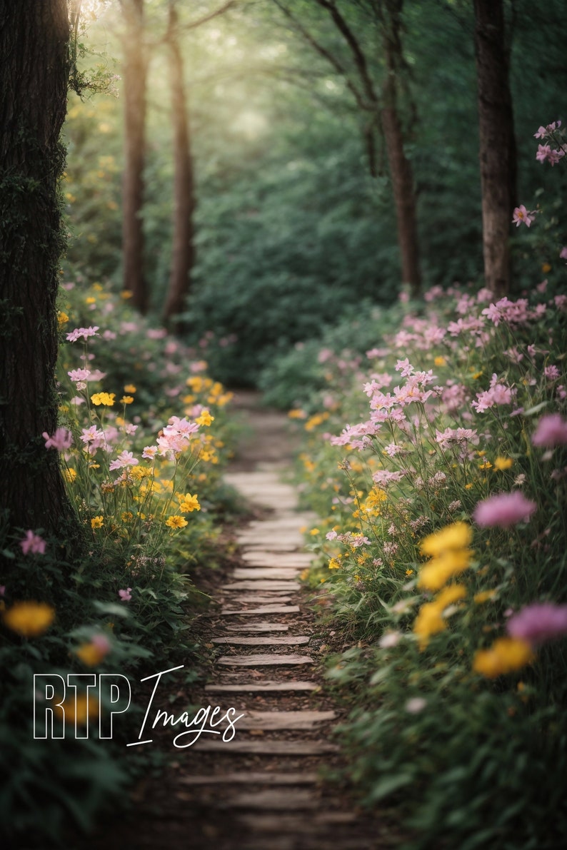 Virtual Background Spring Wildflowers, Composite Digital Background ...
