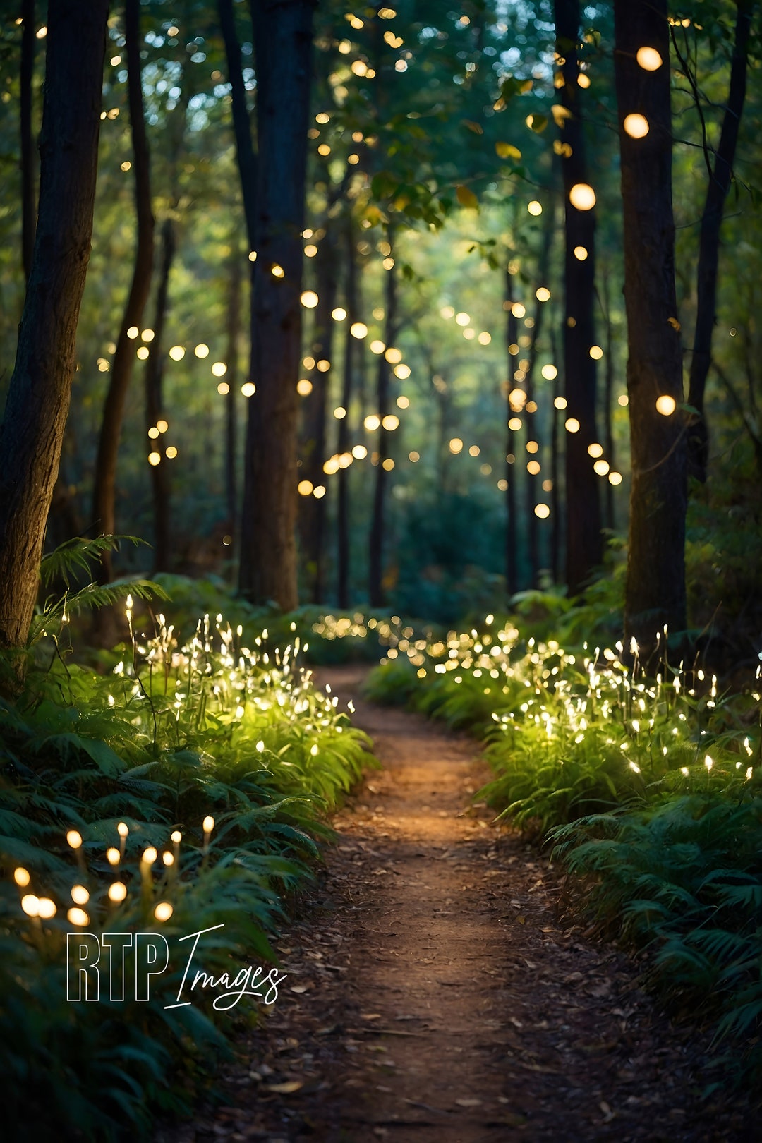 Fairycore Composite Background Enchanted Forest Bokeh Lights, Vertical ...