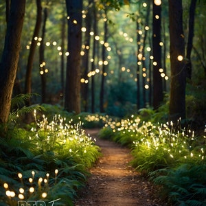 Fairycore Composite Background Enchanted Forest Bokeh Lights, Vertical ...