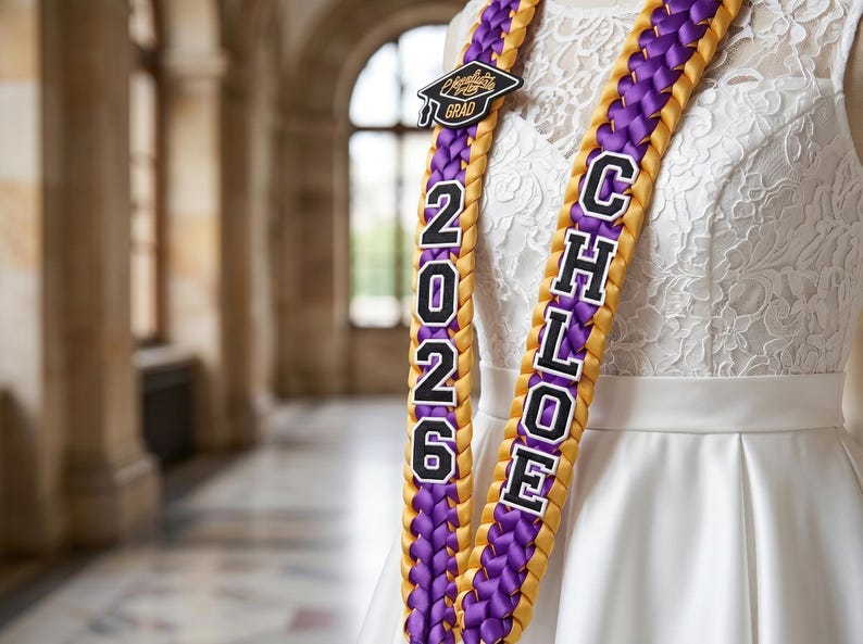 Personalized Graduation Lei 2026, Custom Name Ribbon Lei, Class of 2026 ...