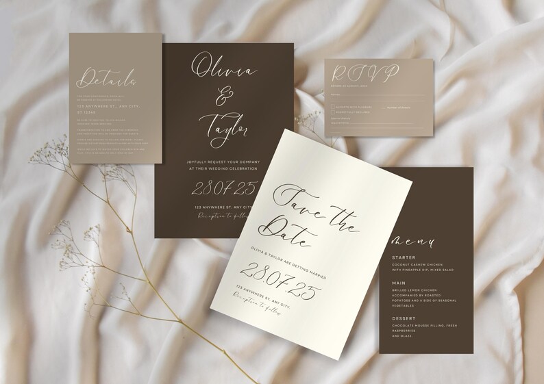 Luxury Mocha Wedding Template Bundle | Modern Minimalist Canva Suite ...