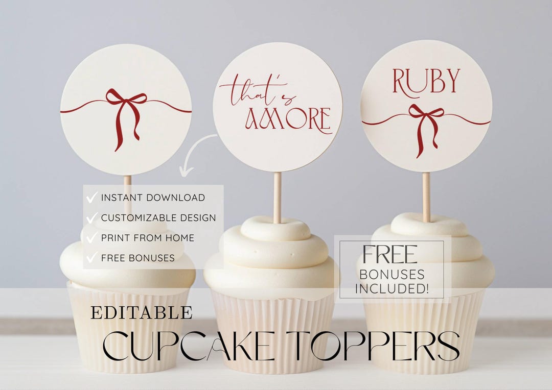 Printable That's Amore Cupcake Toppers Templates, Bridal Shower Cake ...