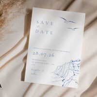 Personalised Nautical Save the Date Template | Coastal Wedding ...
