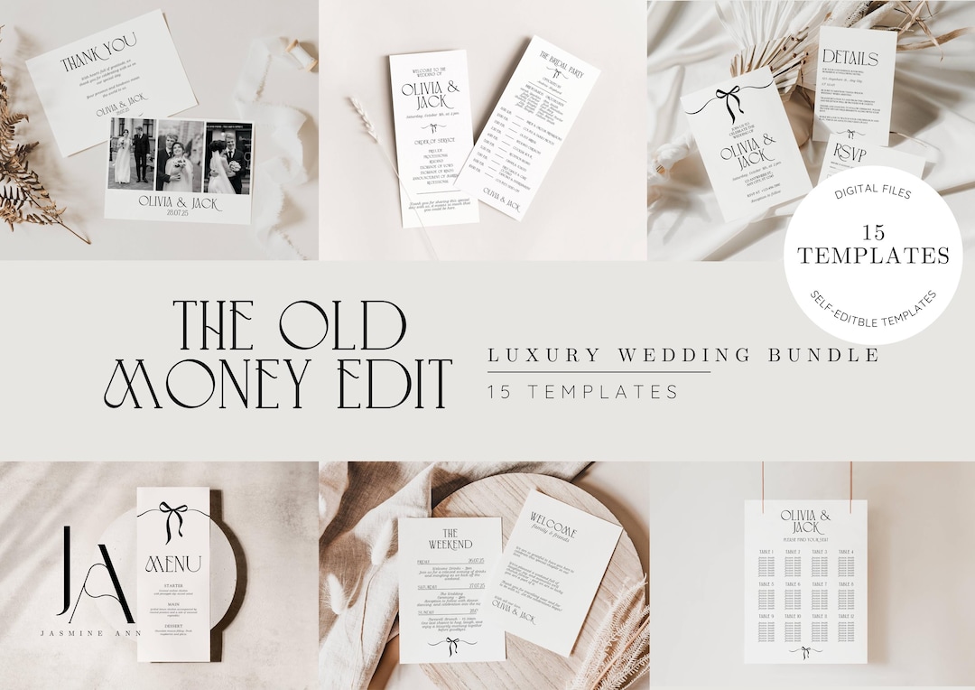Minimalist Bow Luxury Wedding Signage Bundle and Reception Sign Bundle ...