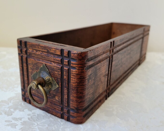 Vintage Singer Sewing Machine Drawer, Rustic Wood Box With Embossed ...