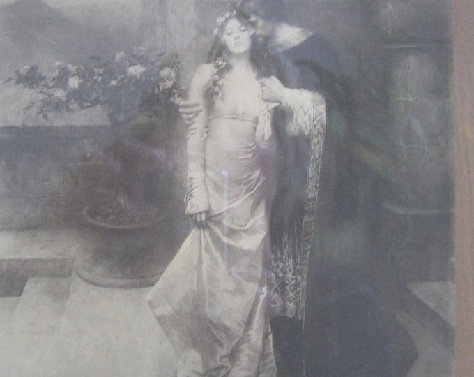 Antique Copley Print by W. L. Taylor "couple Embracing" Medieval Lovers ...