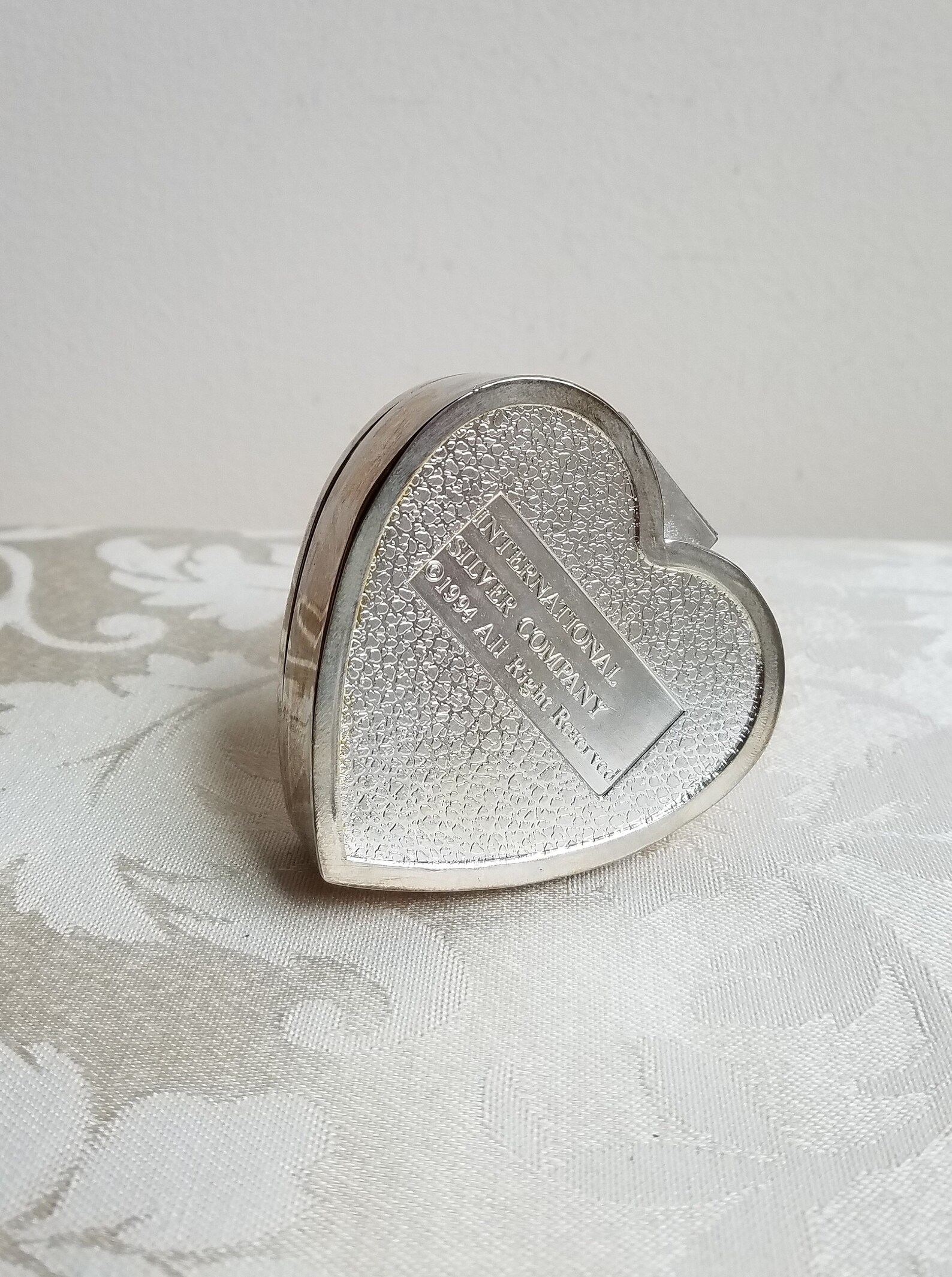 Vintage Silver Plated Heart Jewelry Trinket Box by International Silver ...