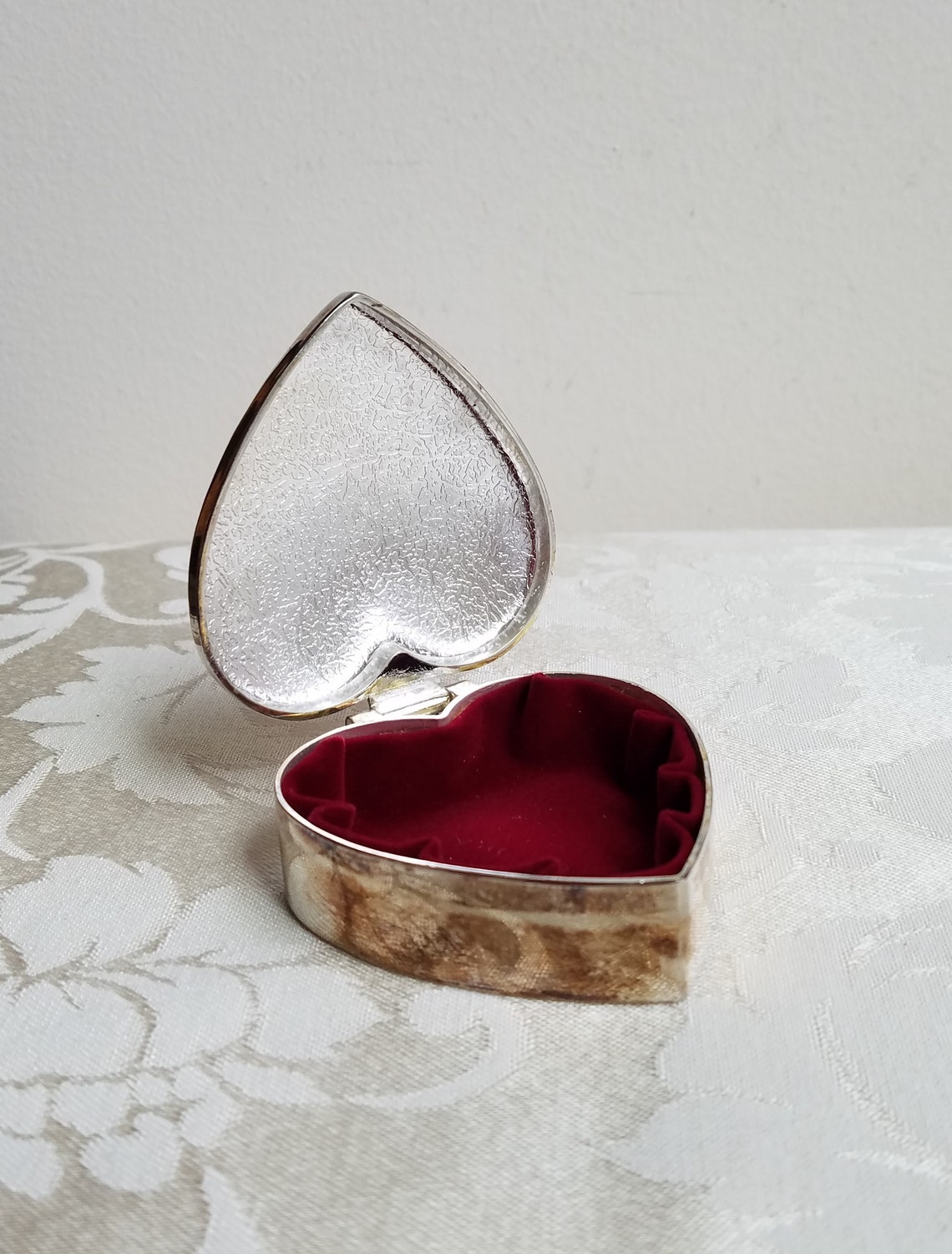 Vintage Silver Plated Heart Jewelry Trinket Box by International Silver ...