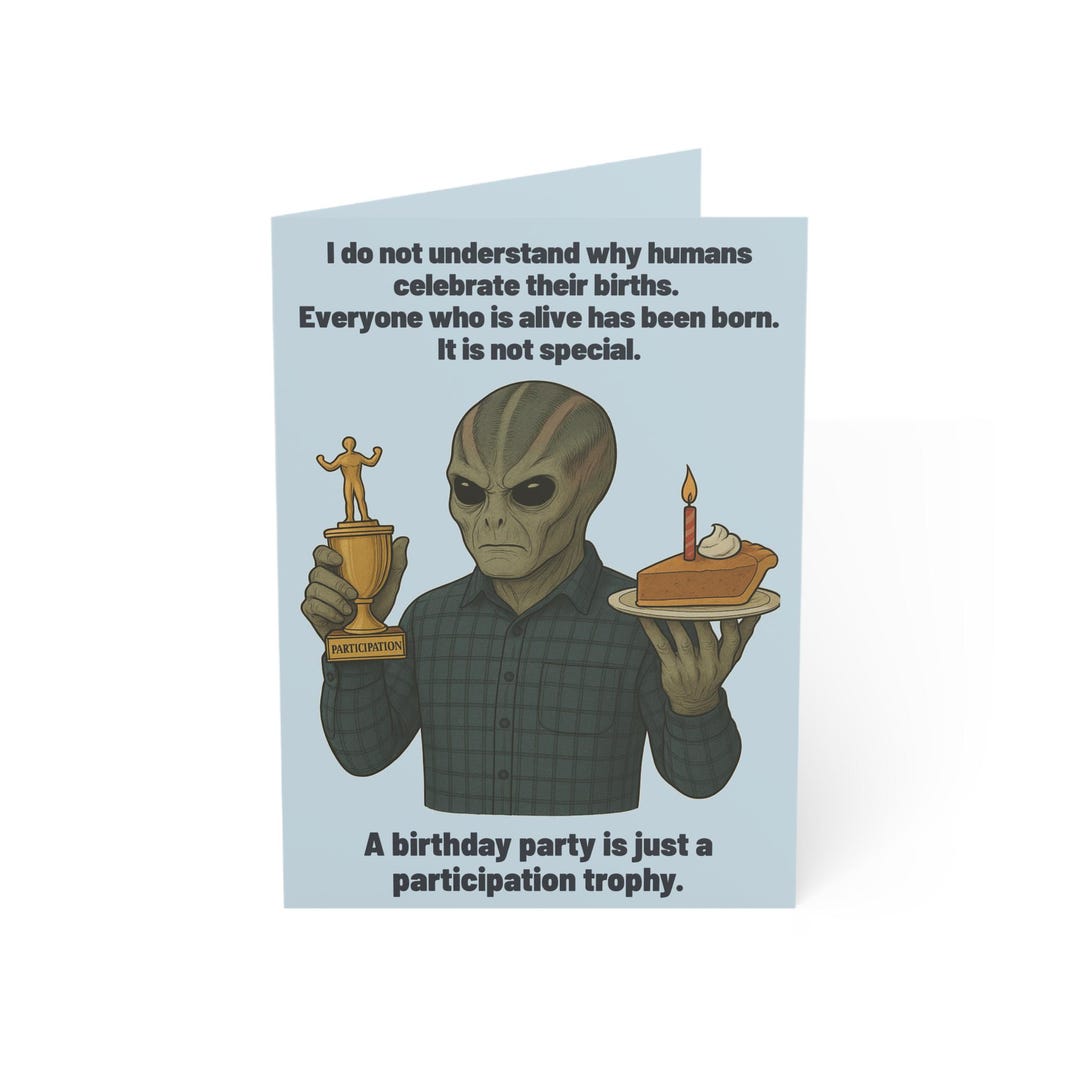 Resident Alien Birthday Card - Funny Sci-fi Fan Art Print - Etsy