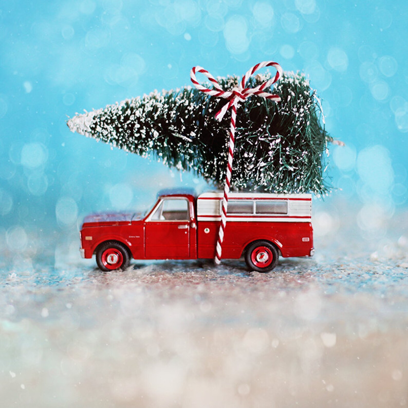 Christmas Photography, Chevy Christmas, Teal, Red, White, Tree, Snow ...