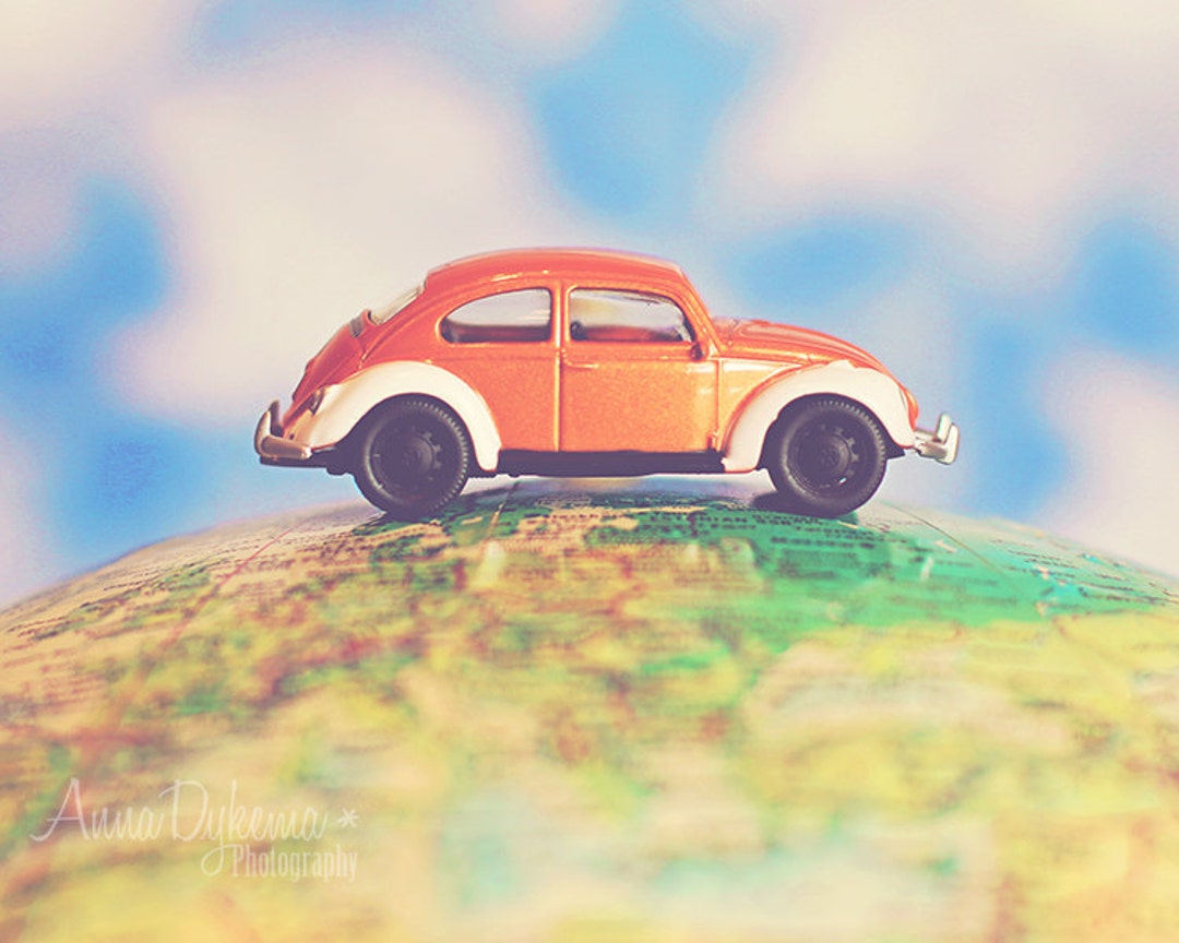 Kids Wall Art - VW Beetle - Pumpkin Orange Green Blue Yellow Kids Decor ...