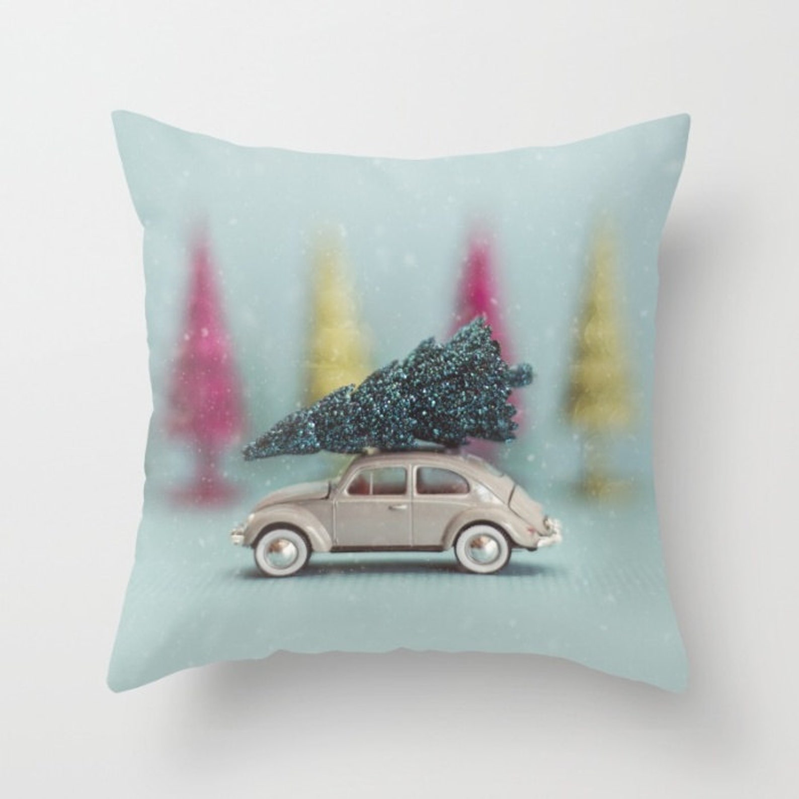Whimsical Christmas Decor Holiday VW Bug Pillow Modern - Etsy