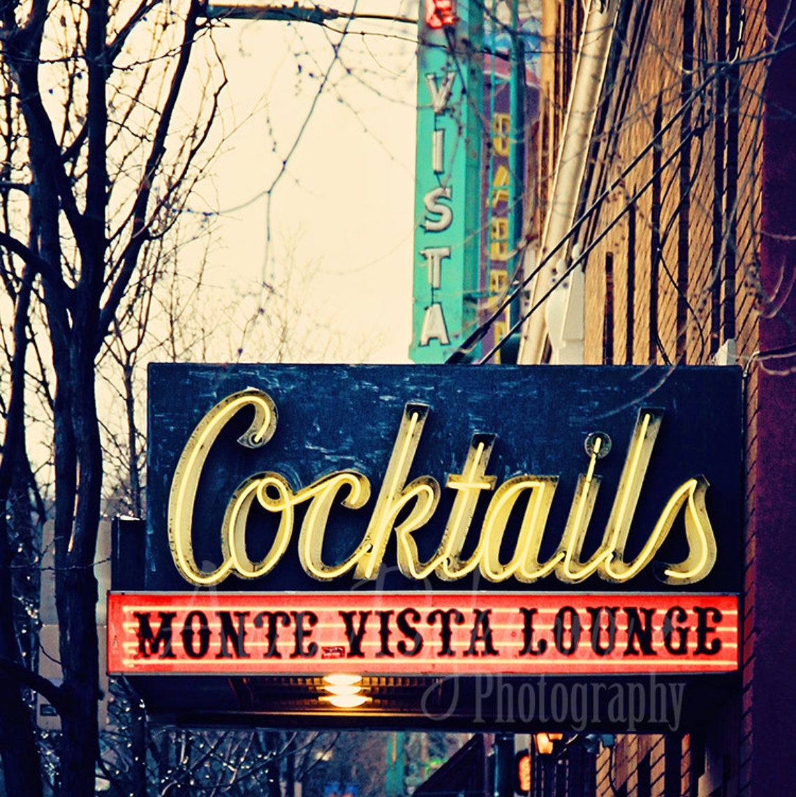 Vintage Neon Sign Photography - Cocktails - Rustic Bar Decor - Mid ...