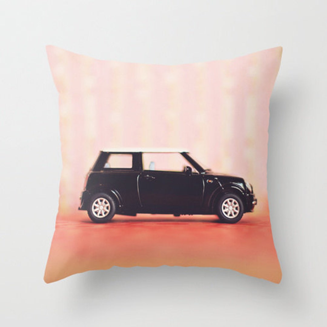 Throw Pillow Mini Cooper Pink Salmon Black - Etsy