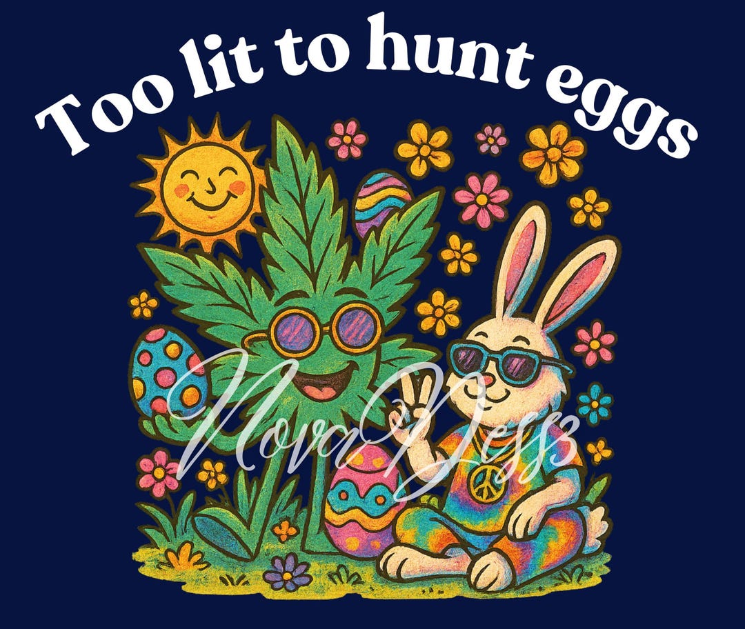 Happy 420 Easter Day Eggs Hippie Bunny Weed Marijuana Funny Colorful ...