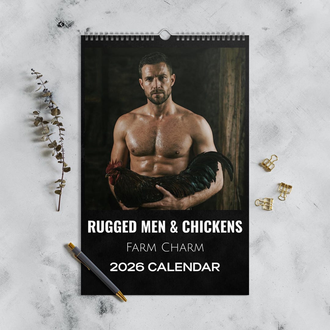 Rugged Men & Chickens 2026 Calendar | Farm Noir Art, Funny Gift - Etsy