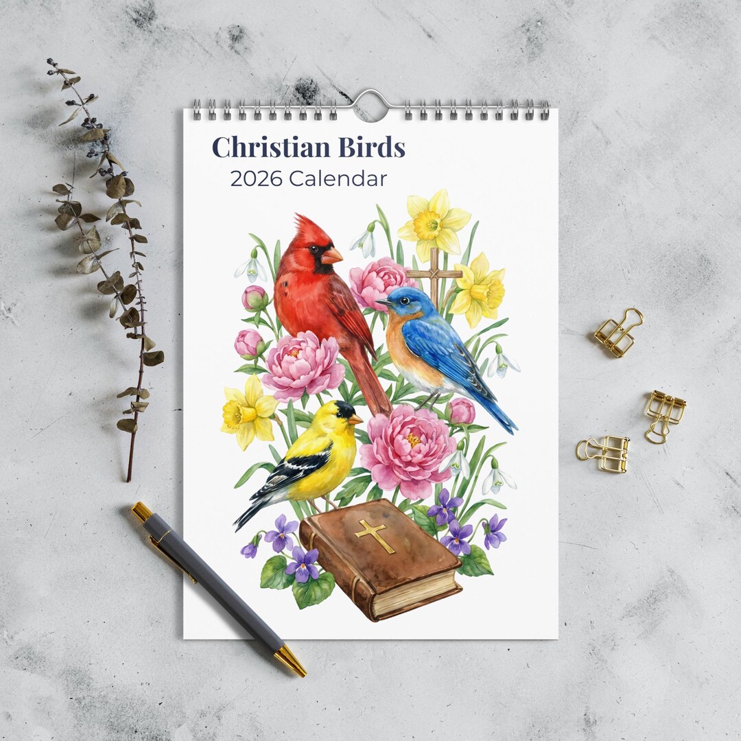 2026 Christian Bird Calendar With Bible Verses | Watercolor Scripture ...