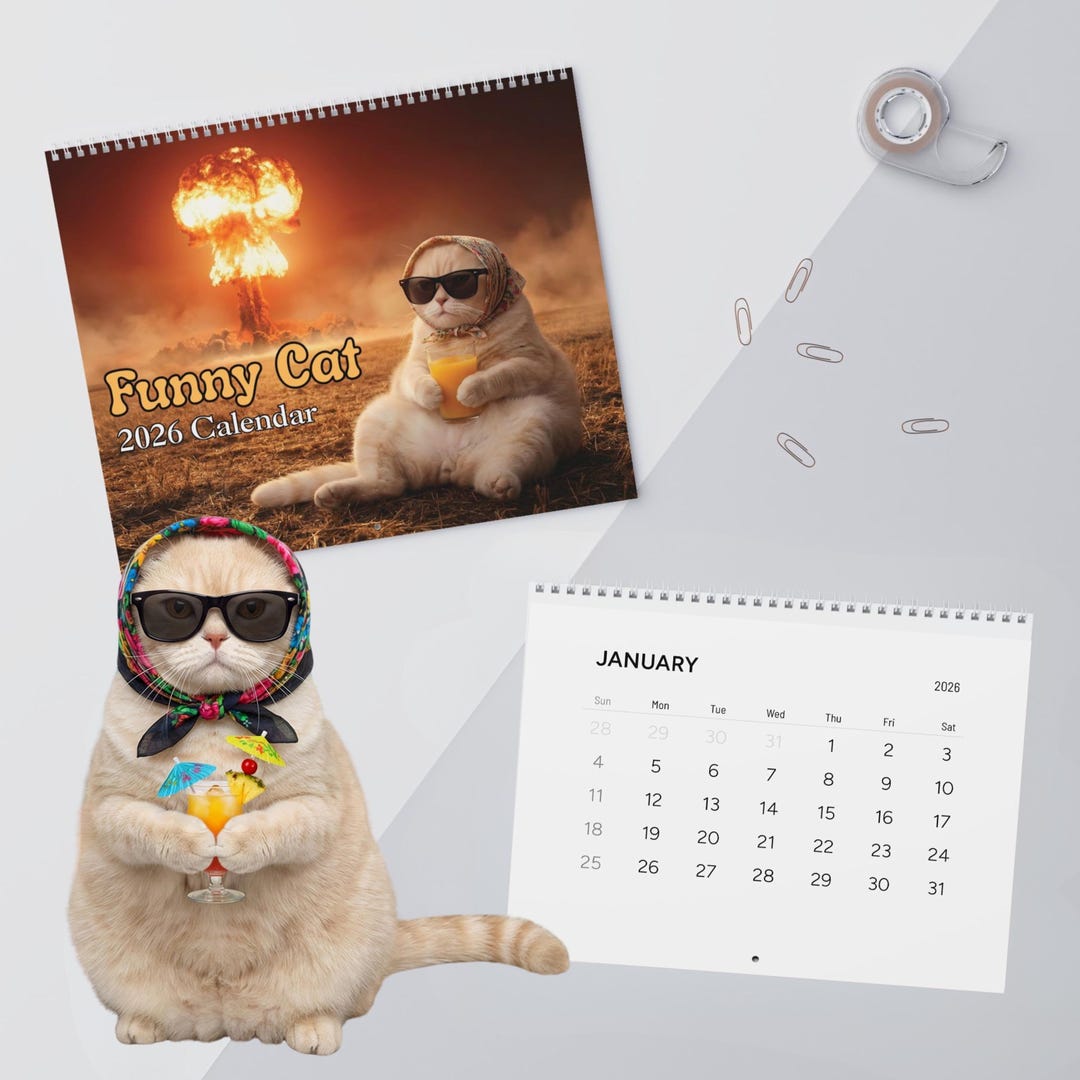 Funny Cat 2026 Wall Calendar | Meme Gift | Existential Dread Art - Etsy