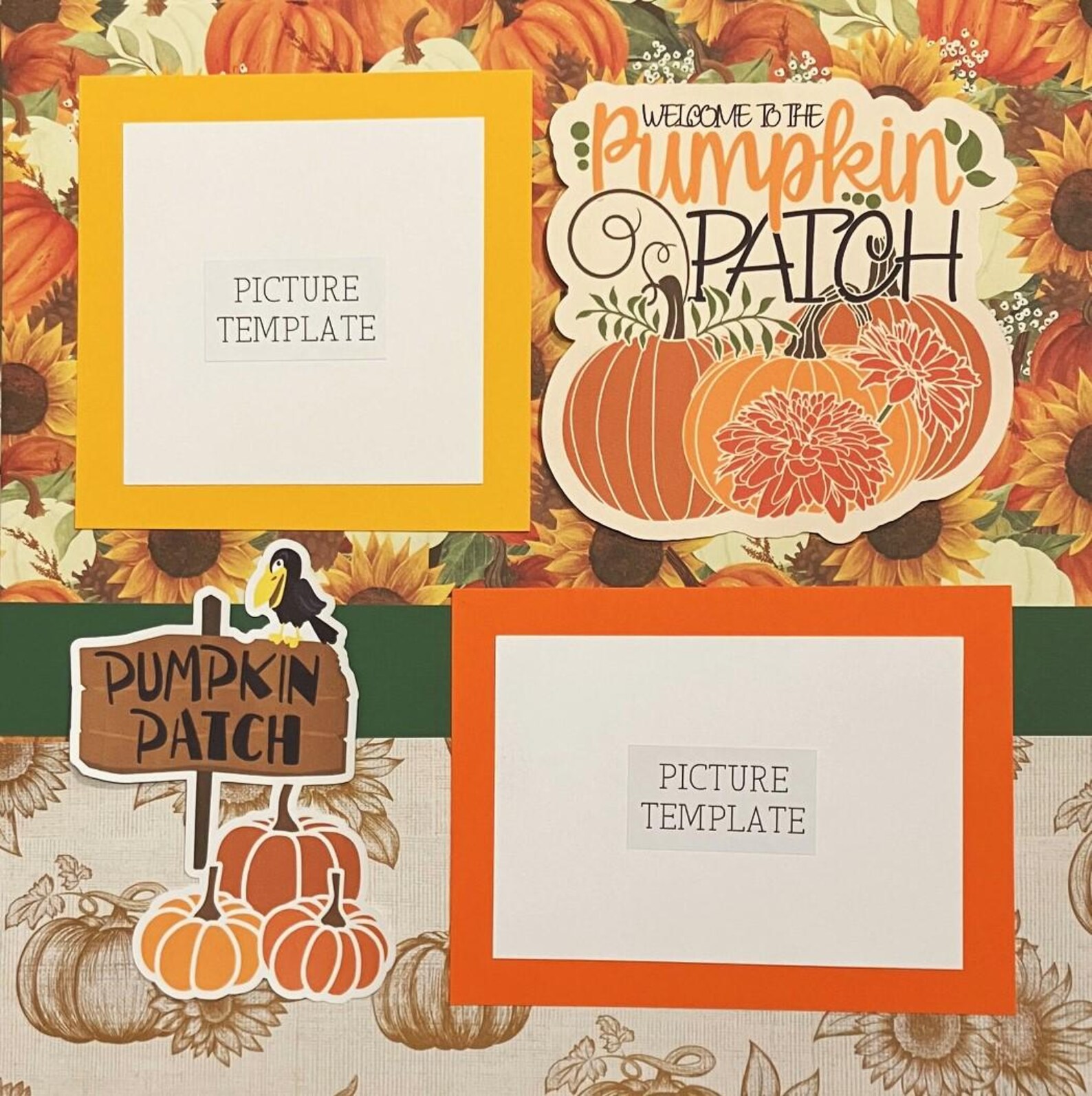 Pumpkin Patch Scrapbook Kit - Two (2) Page Ready to Assemble Pumpkin ...