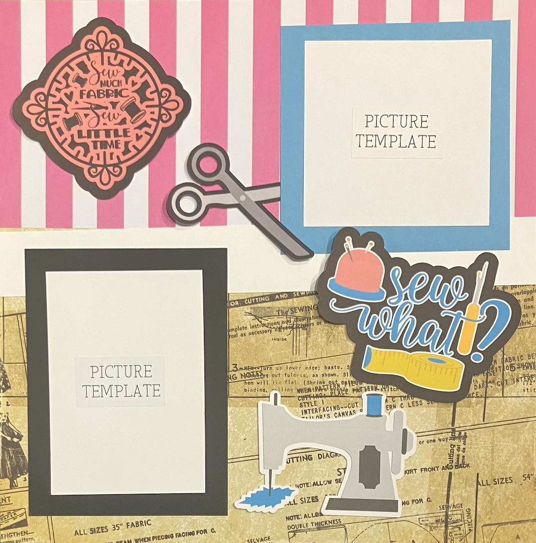 Sewing Scrapbook Kit - Two (2) Page Ready to Assemble Sewing Scrapbook ...
