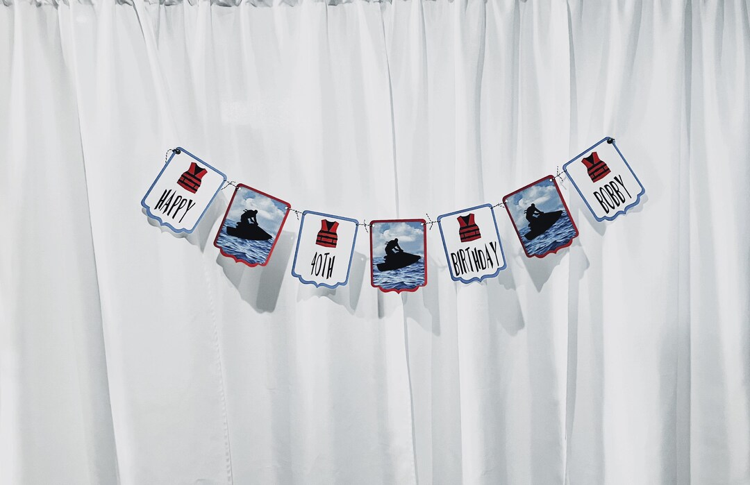 Jet Skier Birthday Banner - Personalized Jet Skiing Birthday Banner ...
