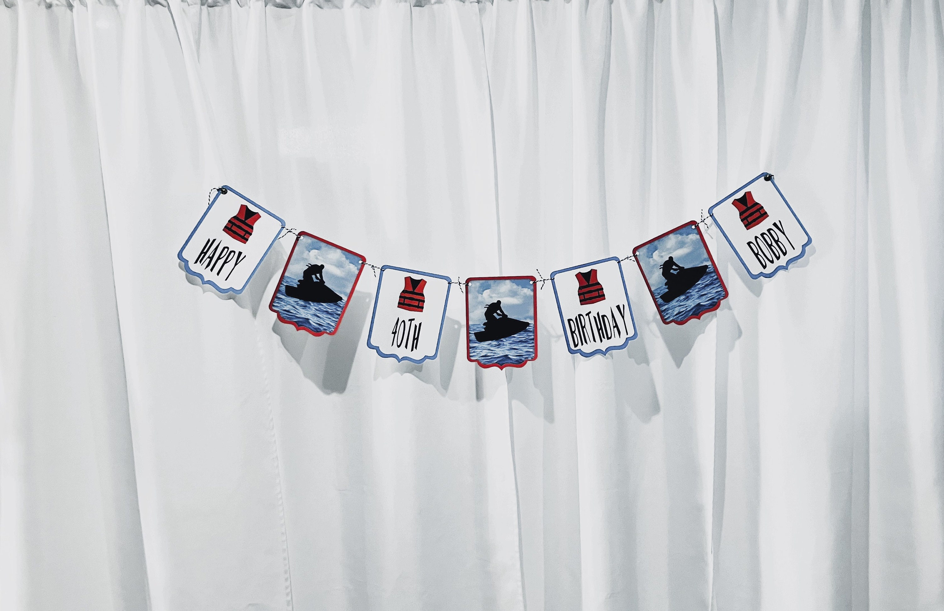 Jet Skier Birthday Banner - Personalized Jet Skiing Birthday Banner ...