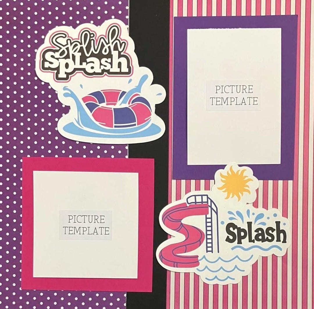 DIY Water Park Scrapbook Kit - Two (2) Page Ready to Assemble Water ...