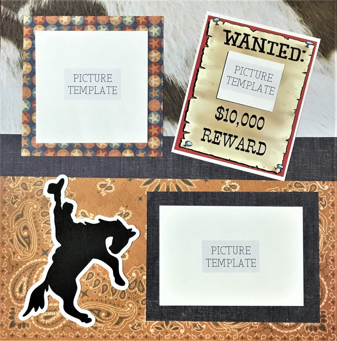 Cowboy Scrapbook Pages Two 2 12 X 12 Cowboy Scrapbook - Etsy