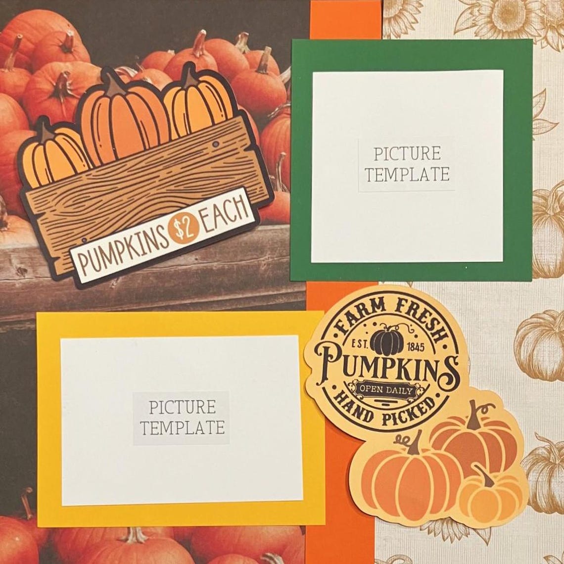 Pumpkin Patch Scrapbook Kit - Two (2) Page Ready to Assemble Pumpkin ...