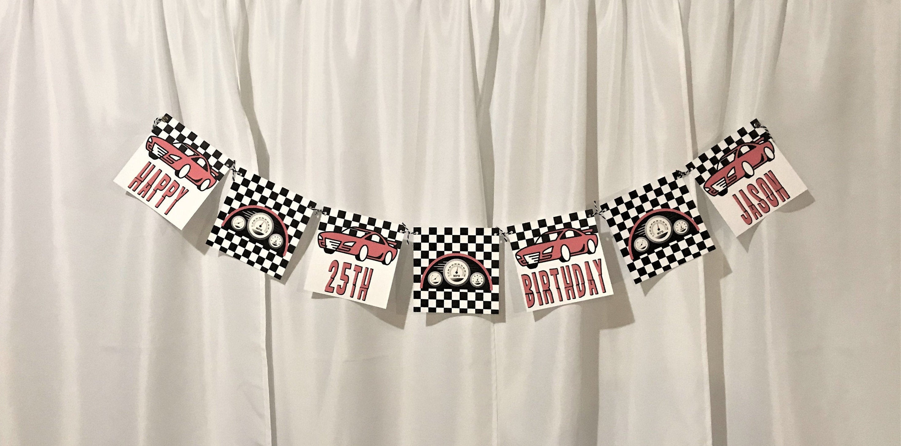 Racing Birthday Banner Personalized Racing Garland Racer - Etsy