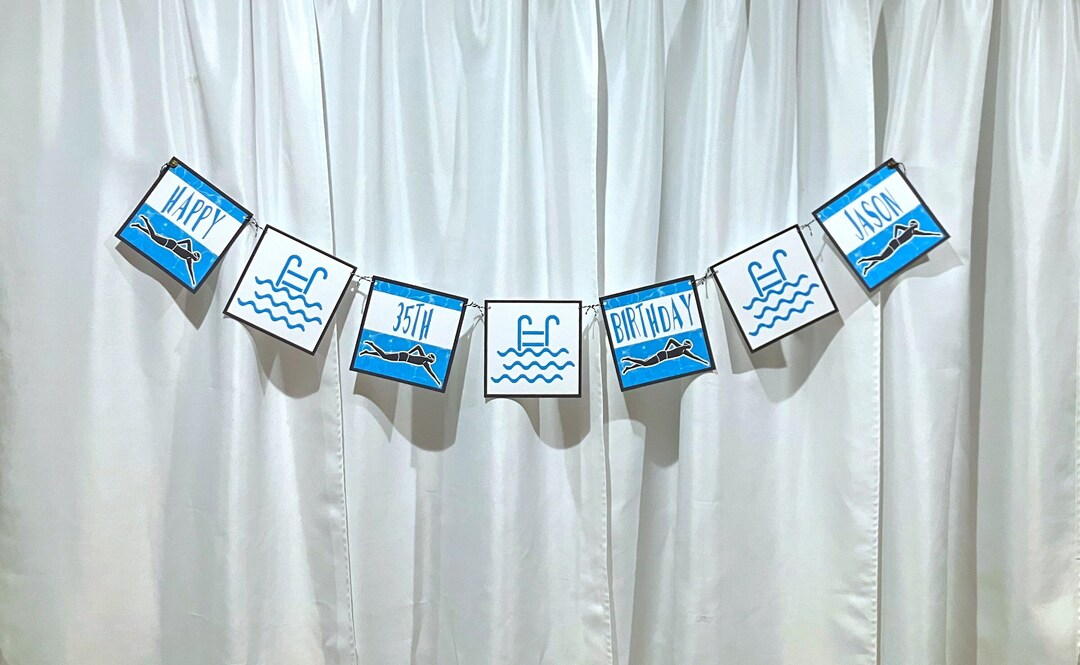 Swimmer Birthday Banner - Personalized Swimmer Birthday Garland ...