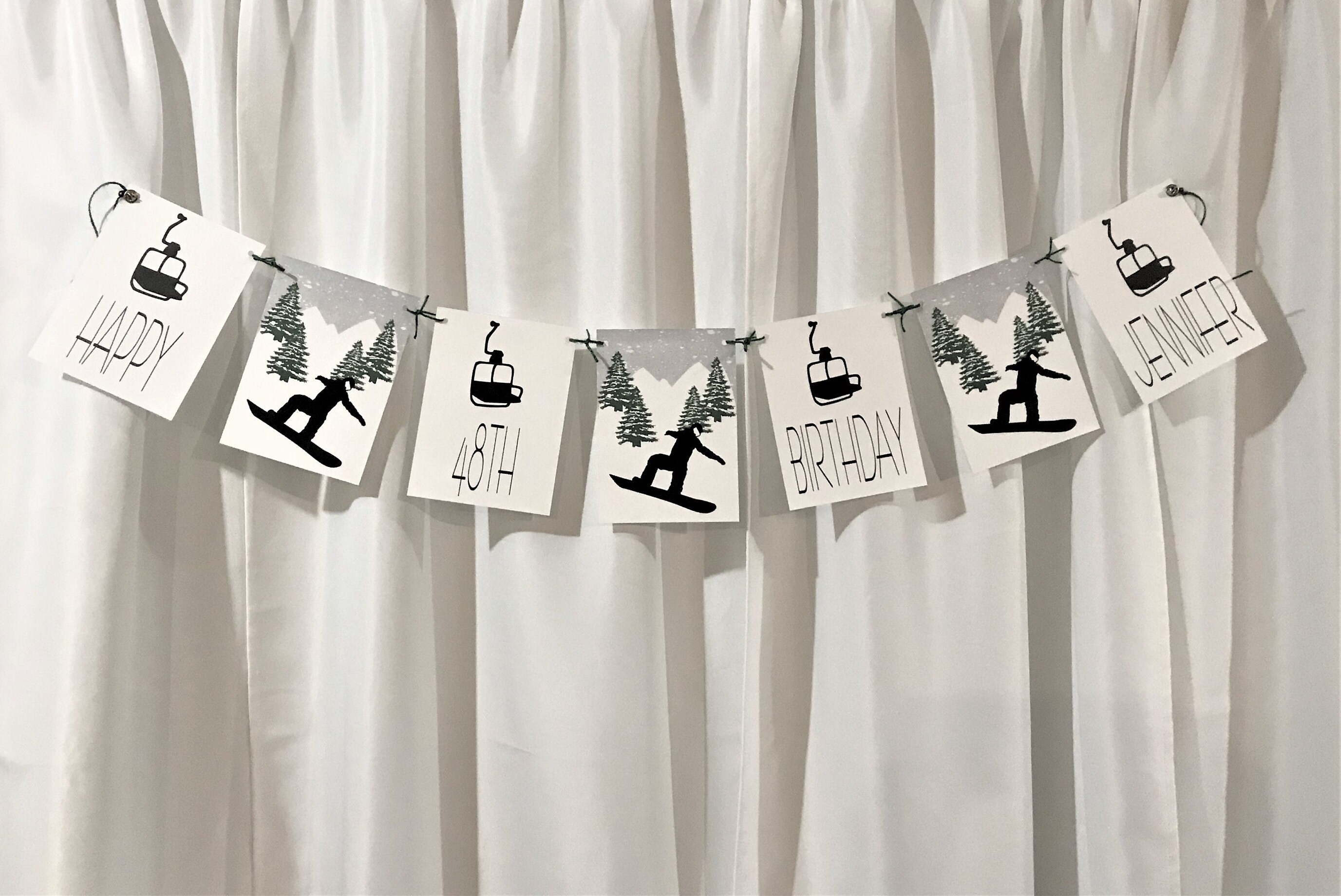 Skiing Birthday Banner Personalized Snowboarding Birthday - Etsy