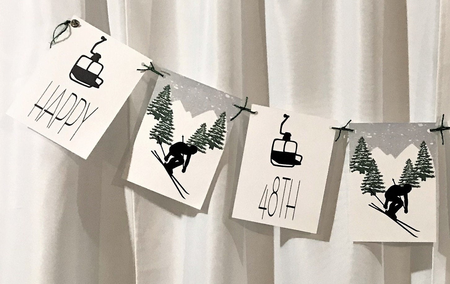 Skiing Birthday Banner Personalized Skiing Birthday Garland | Etsy
