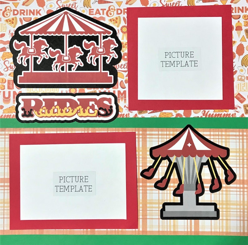 Amusement Park Scrapbook Kit - Two (2) Page Ready to Assemble Amusement ...