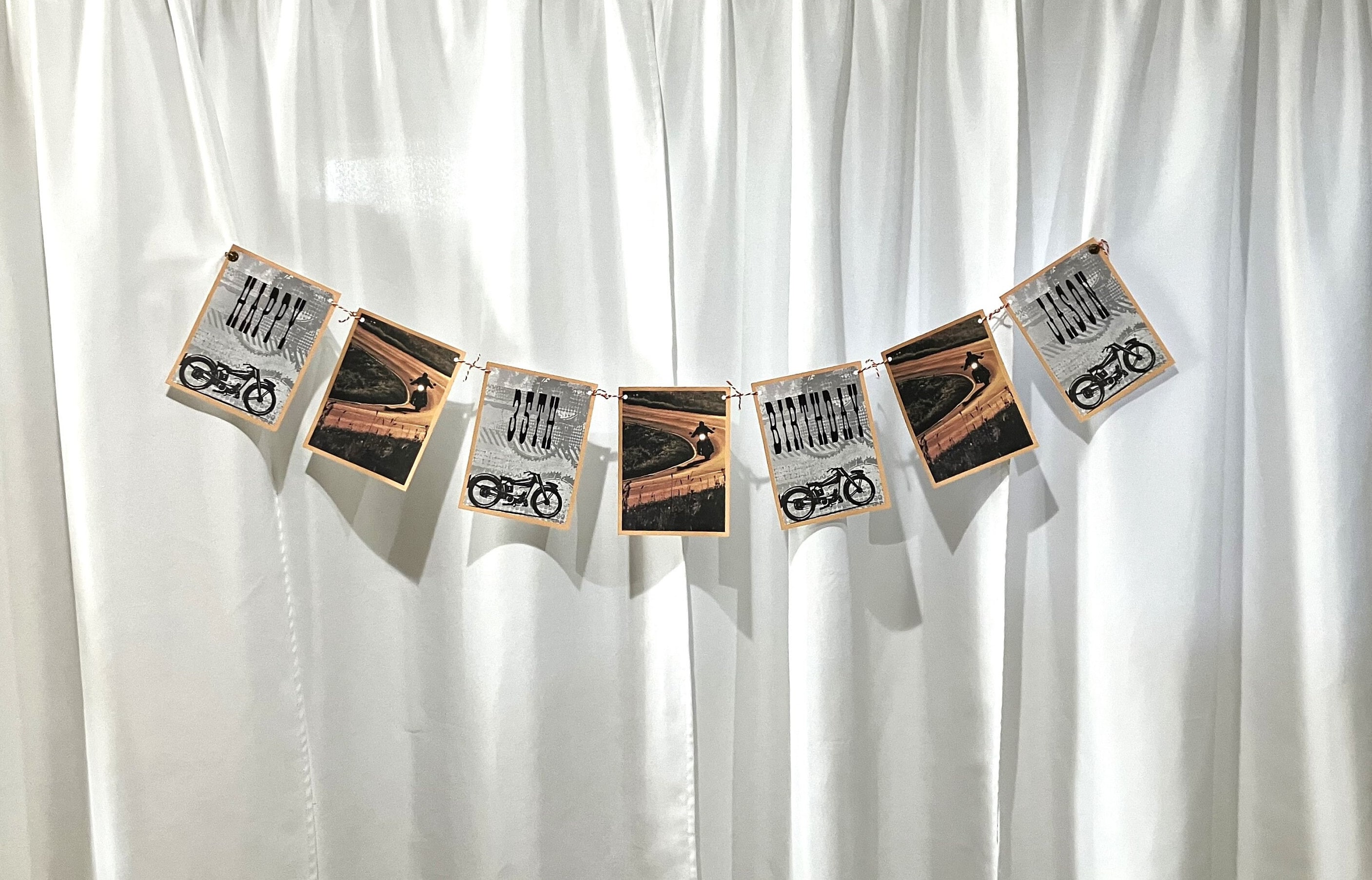 Motorcycle Birthday Banner Personalized Motorcycle Birthday Garland ...