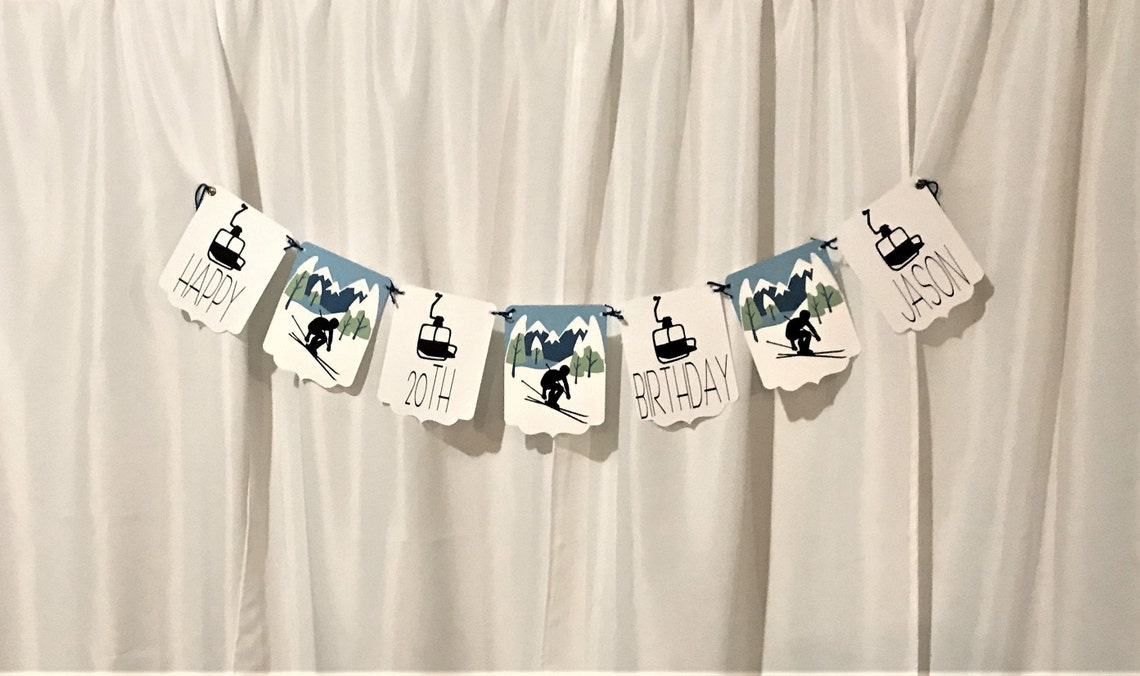 Skiing Birthday Banner Personalized Skiing Birthday Garland | Etsy