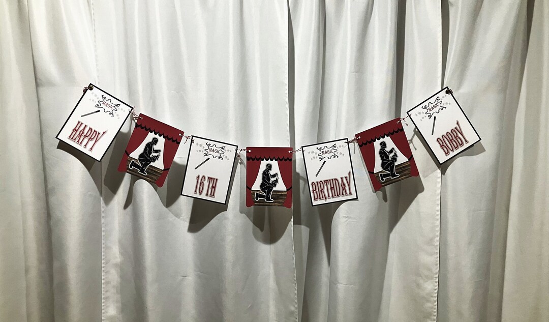 Magician Birthday Banner - Personalized Magician Birthday Garland ...