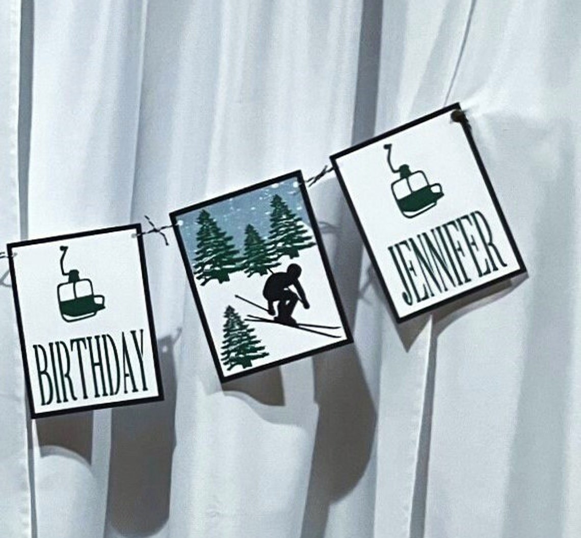 Skiing Birthday Banner - Personalized Skiing Birthday Garland - Skiing ...