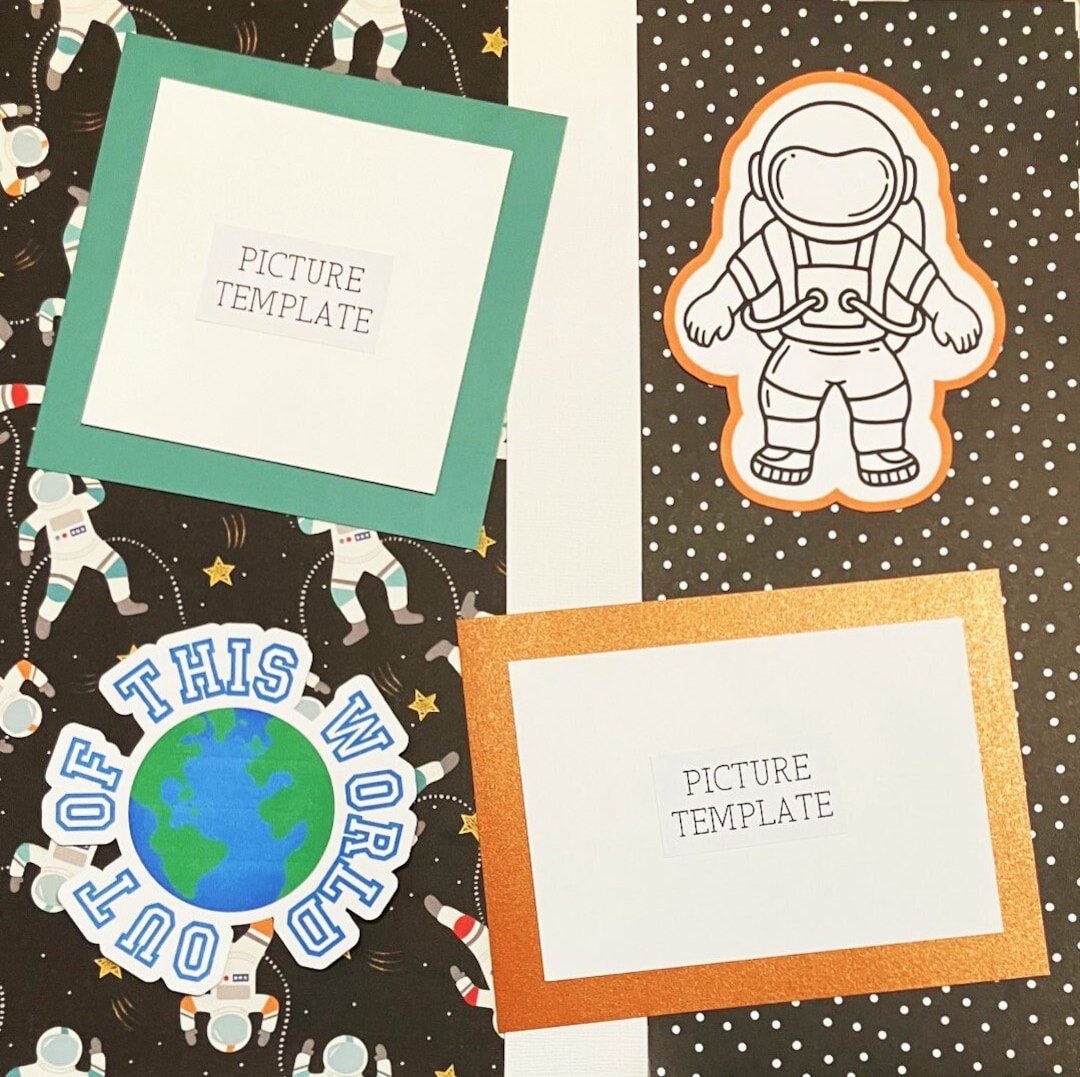 Outer Space Scrapbook Kit - Two (2) Page Ready to Assemble Astronaut ...
