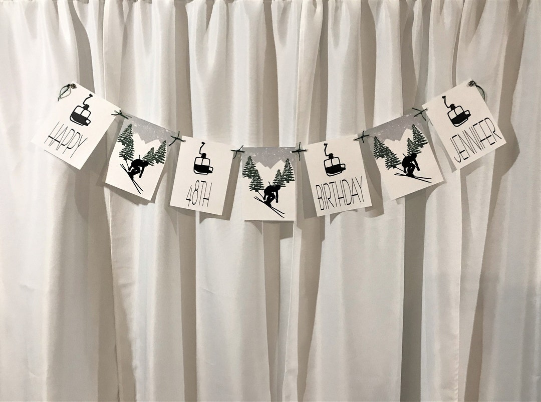 Skiing Birthday Banner Personalized Skiing Birthday Garland - Etsy