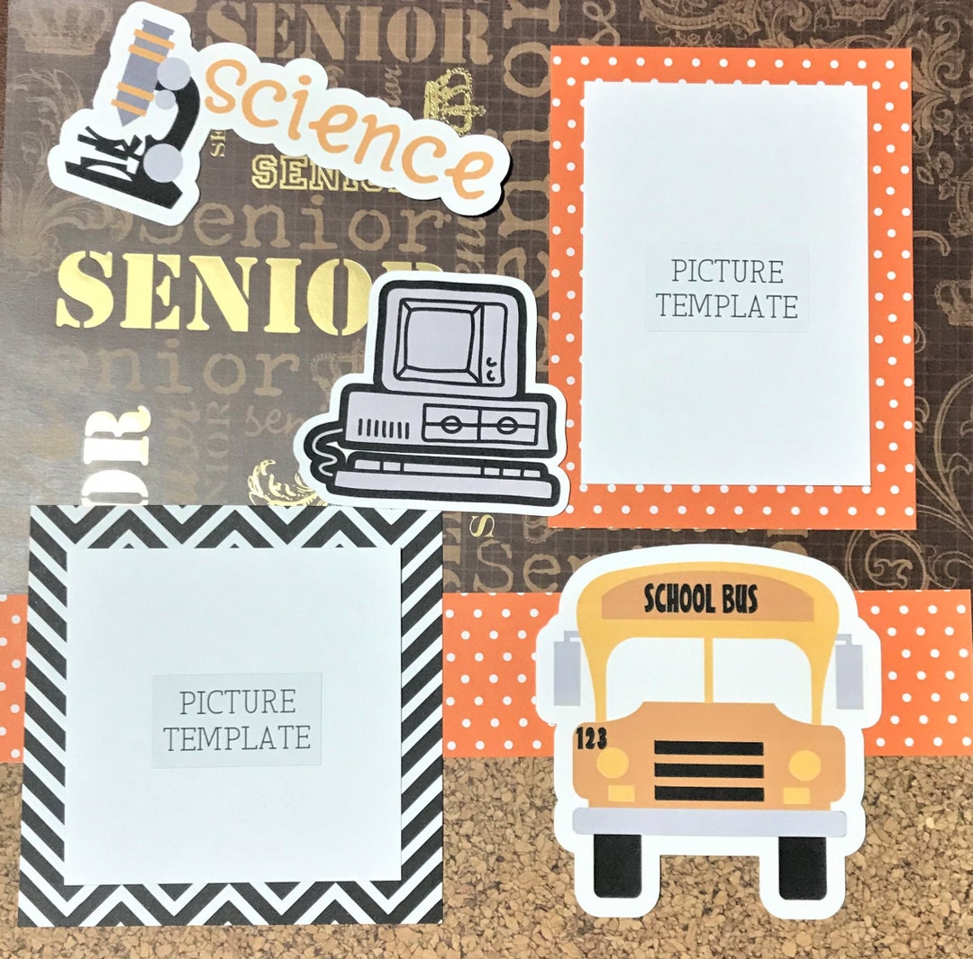 Senior Year Scrapbook Kit - Two (2) Page 12 X 12 Ready to Assemble High School Scrapbook Layout ...