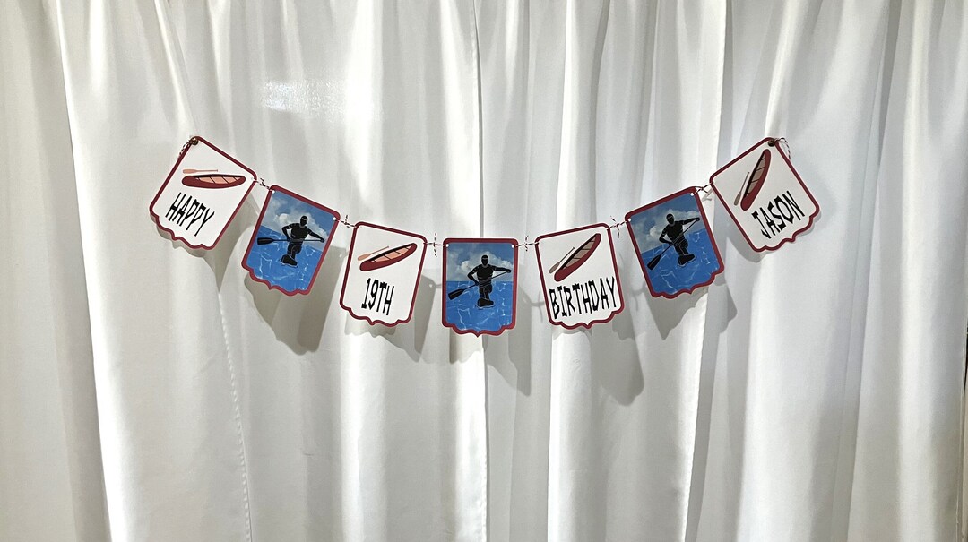 Canoeing Birthday Banner - Personalized Canoeing Birthday Garland ...