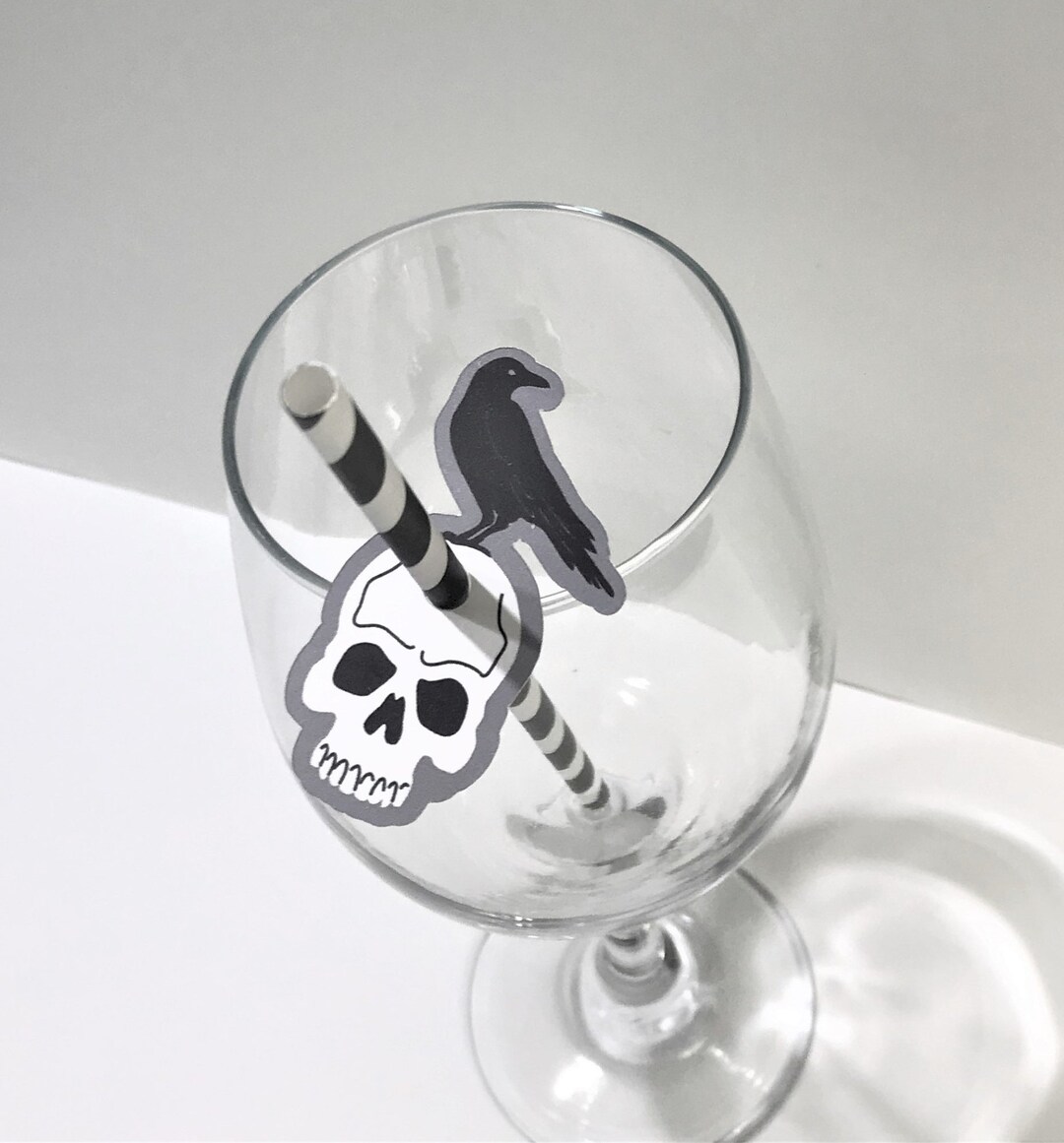 Skull Straw Toppers With Straws Twelve 12 Halloween Skull Straw Toppers ...