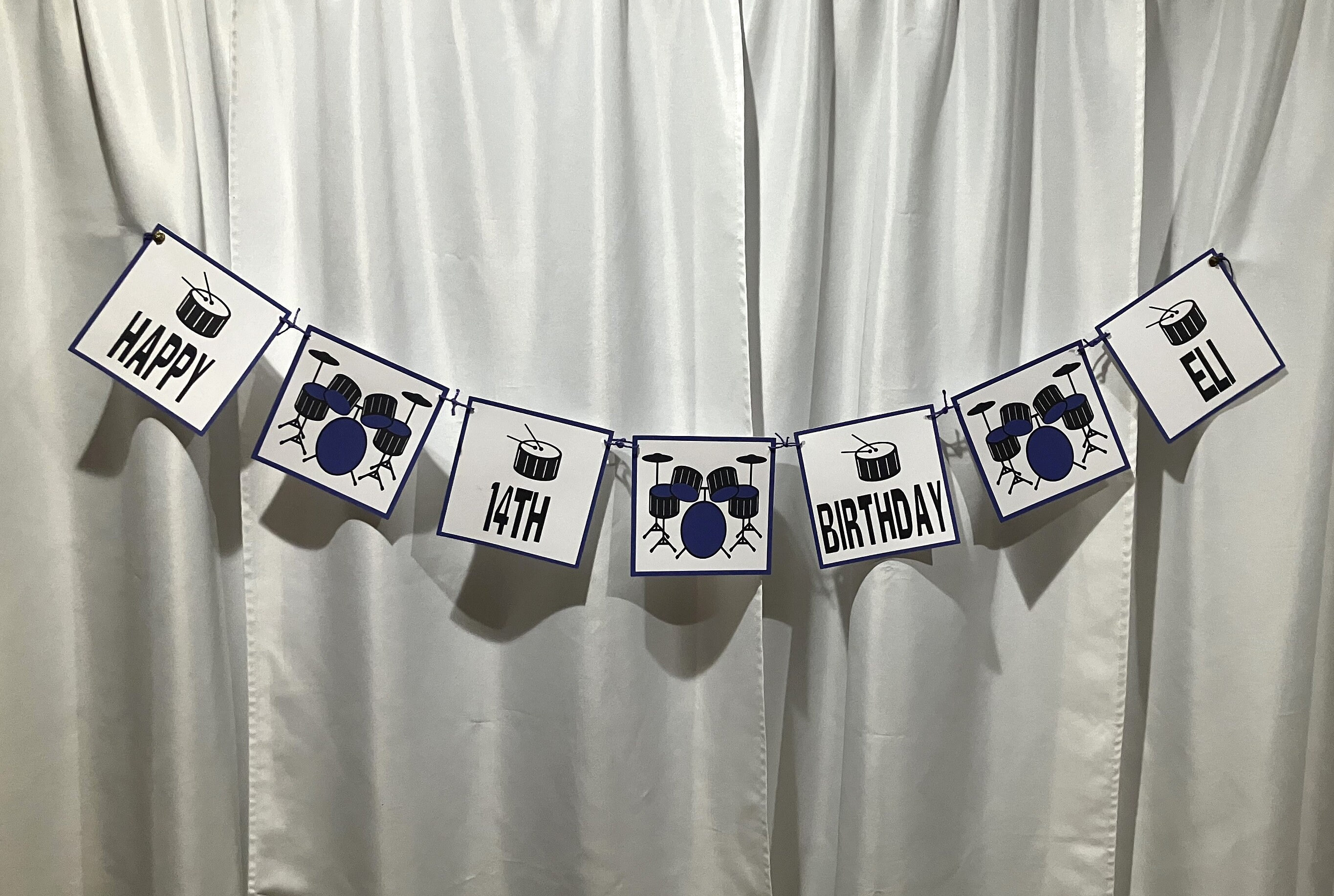 Drummer Birthday Banner - Personalized Drummer Birthday Garland ...