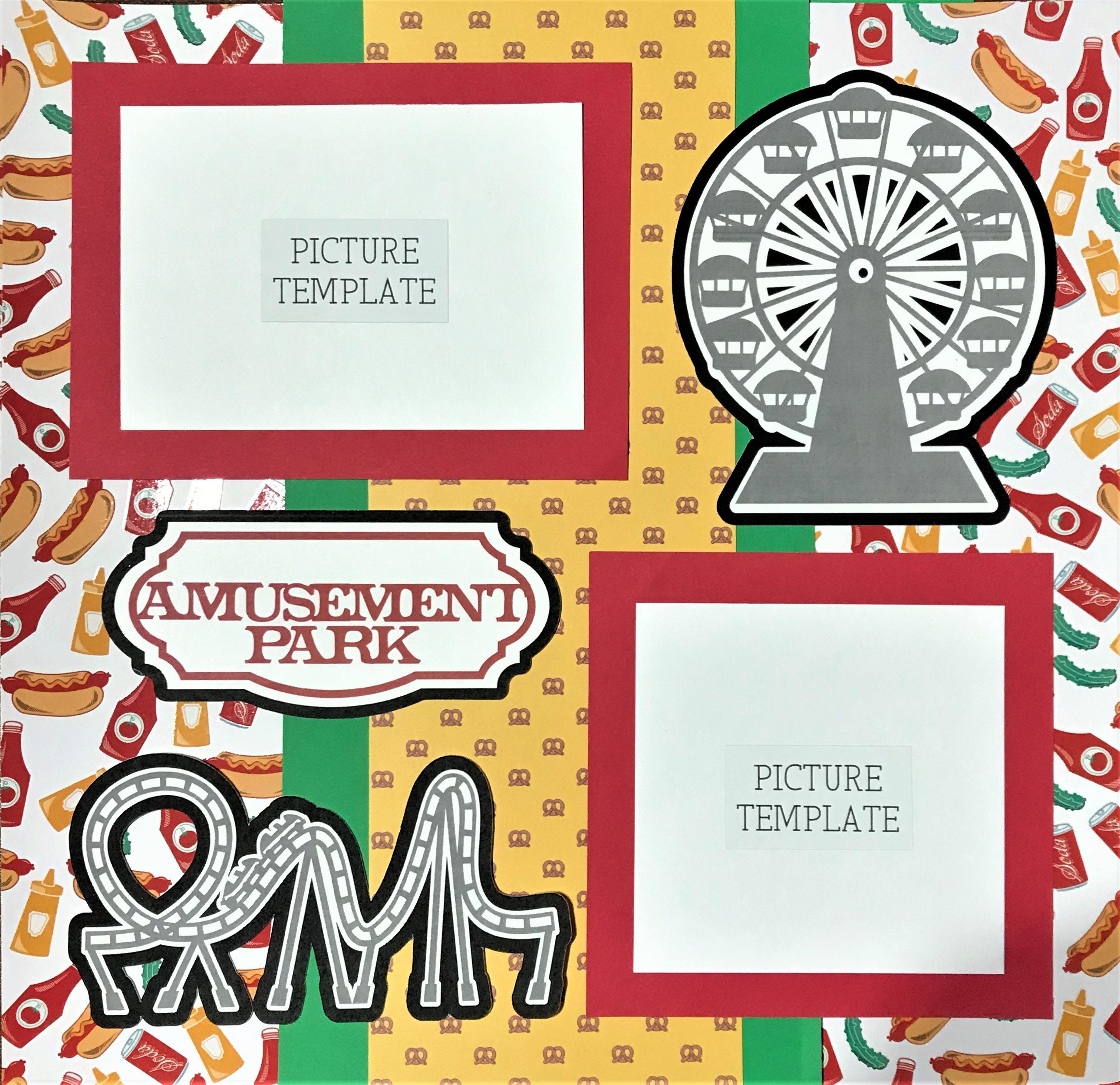 Amusement Park Scrapbook Kit - Two (2) Page Ready to Assemble Amusement ...