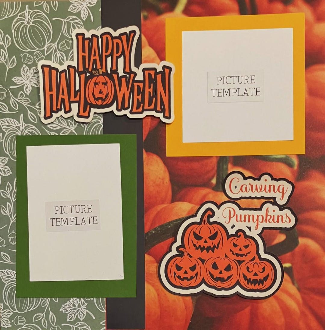 Pumpkin Carving Scrapbook Kit - Two (2) Page Ready to Assemble Pumpkin ...