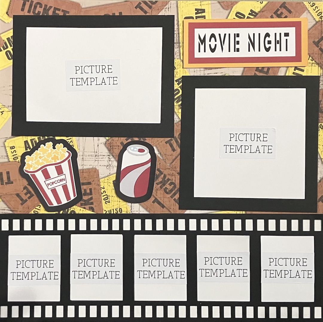 Movie Night Scrapbook Kit - Two (2) Page Ready to Assemble Movie ...