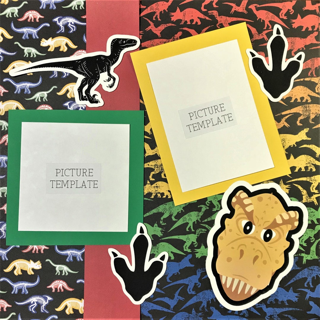Dinosaur Birthday Scrapbook Kit - Two (2) Page Dino Ready to Assemble ...